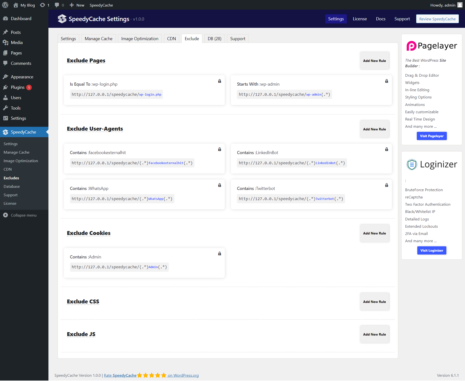 Plugin – SpeedyCache