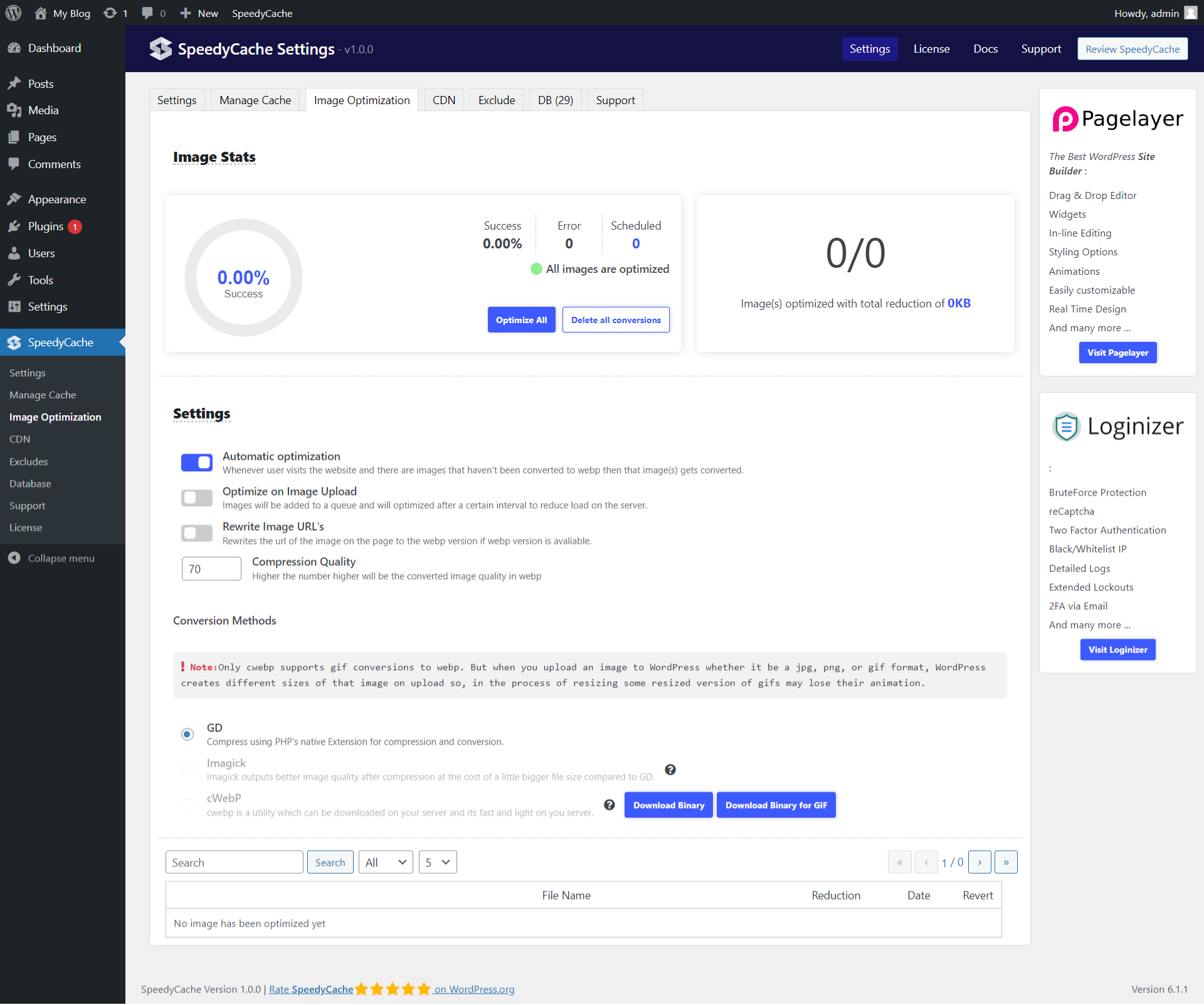 Plugin – SpeedyCache