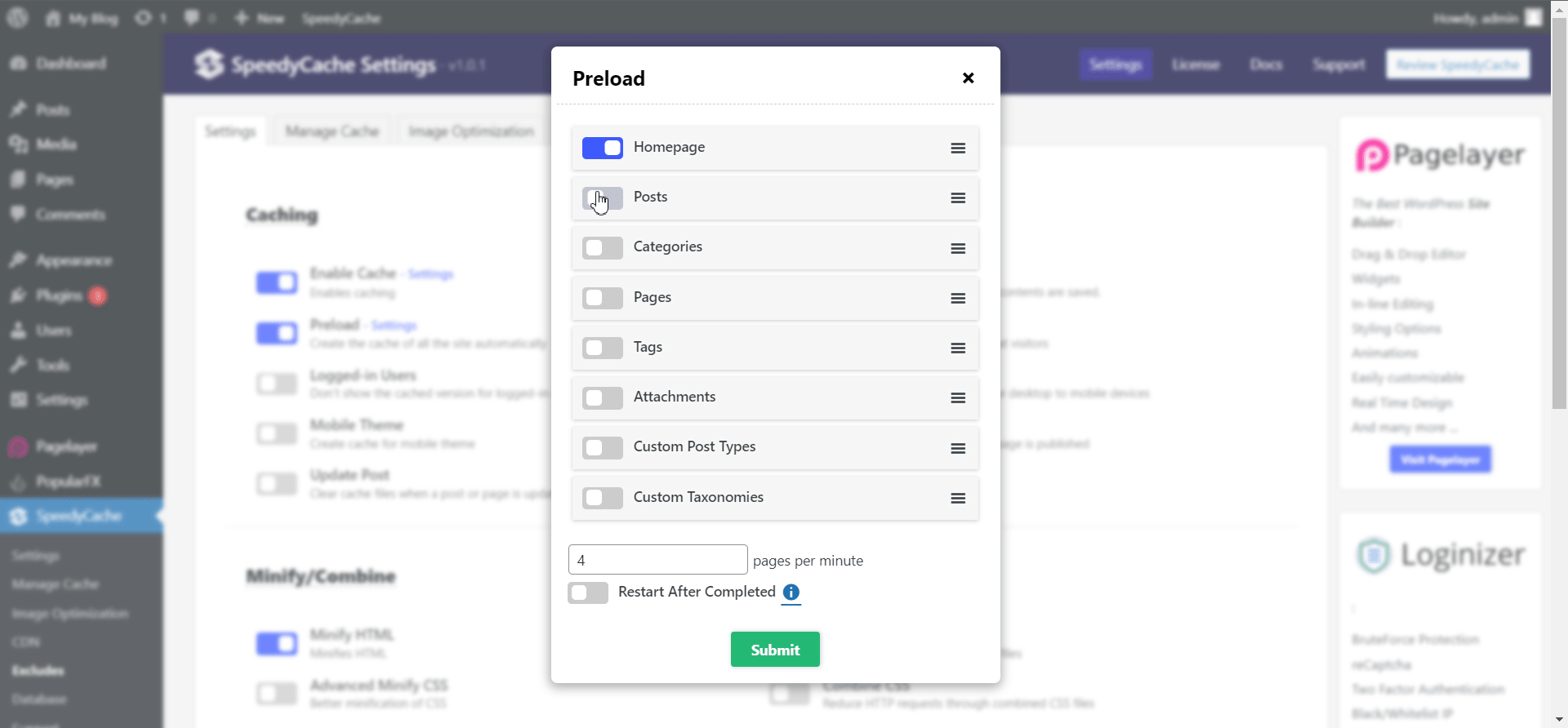 How to preload cache – SpeedyCache